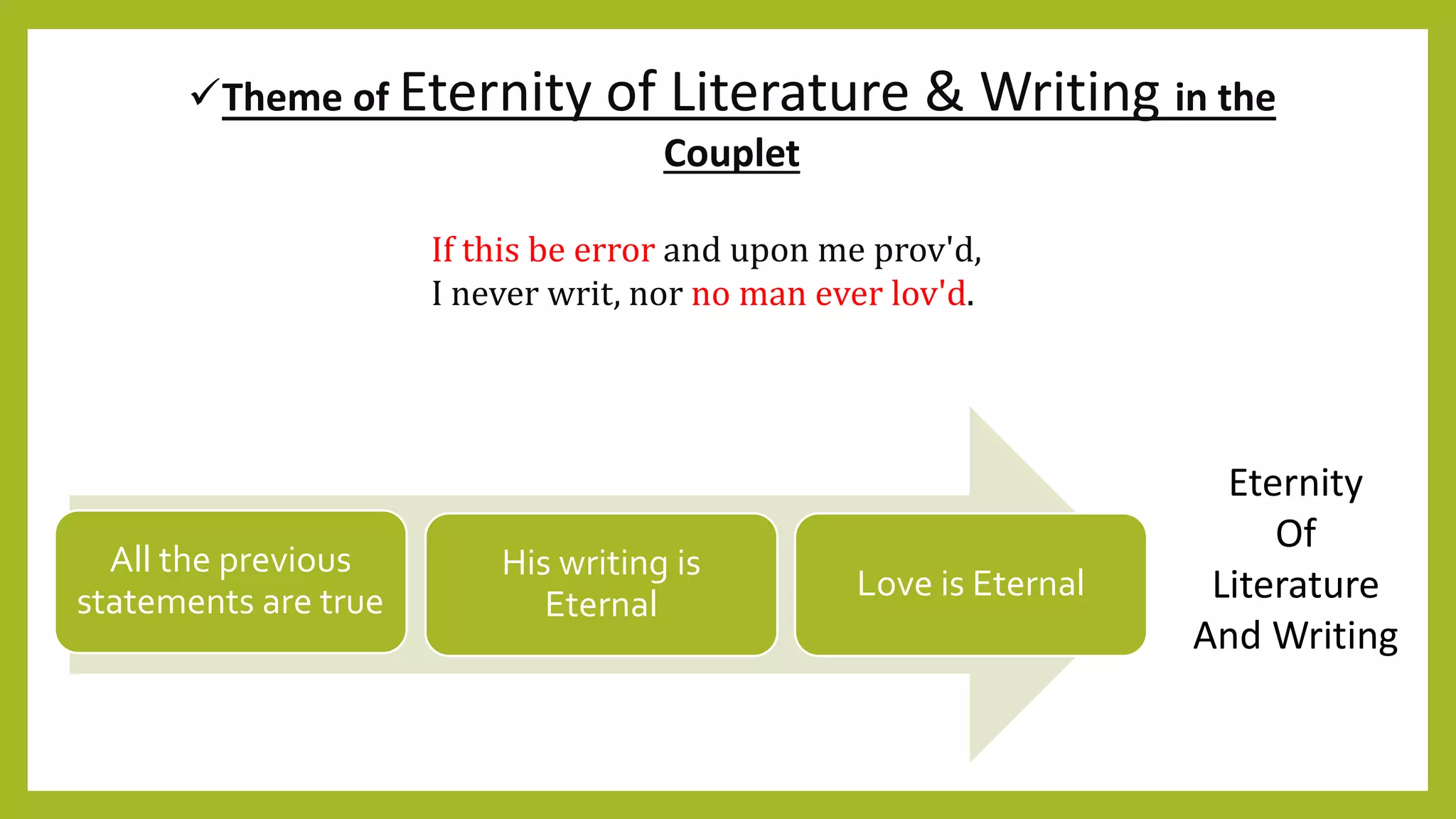 The themes of sonnet 116 | PPTX