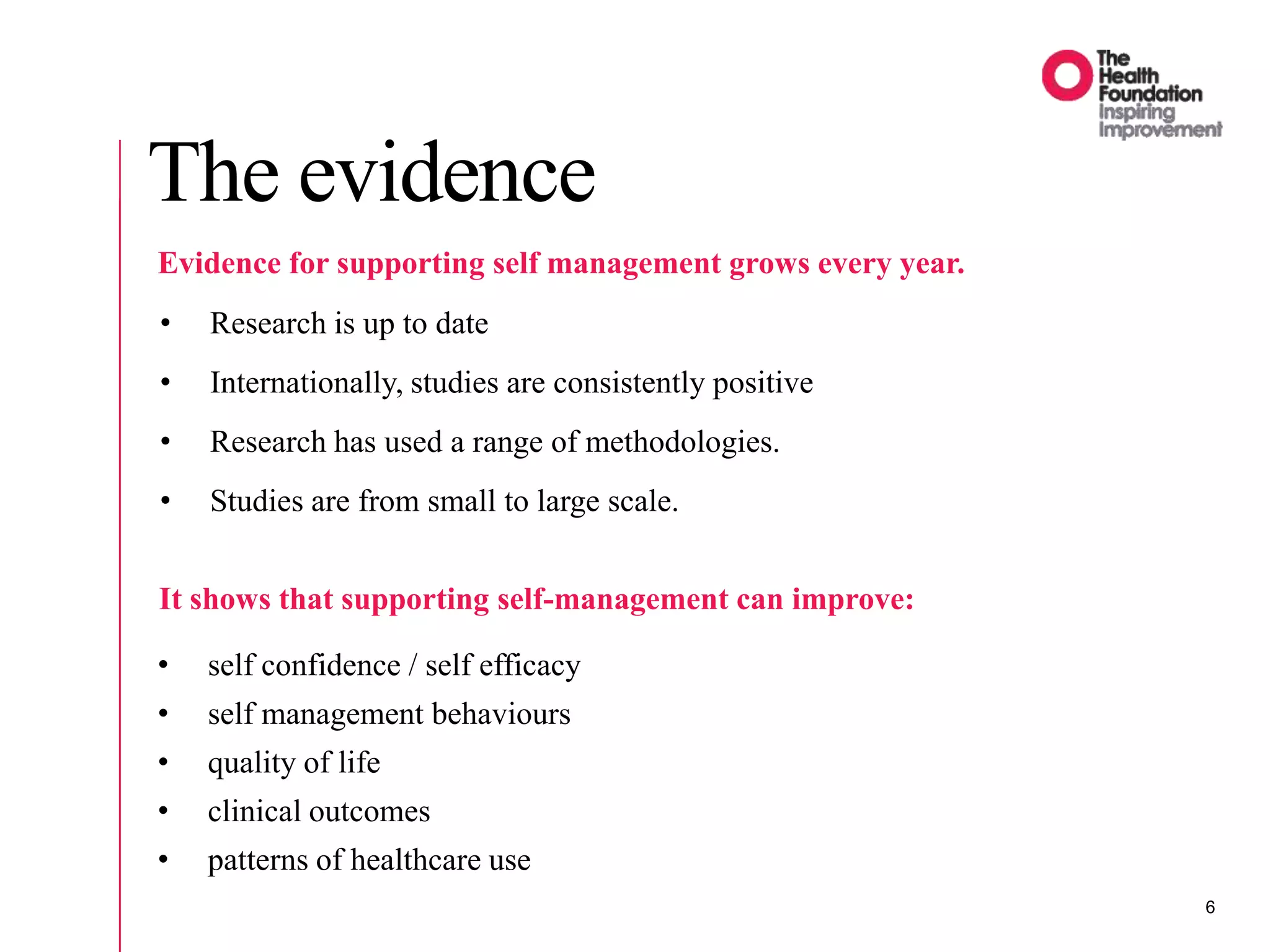 The theory and evidence behind self management | PPTX