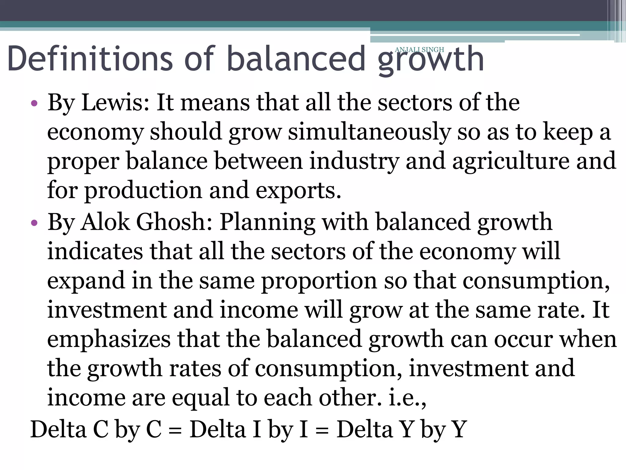The theory of balanced growth | PPTX