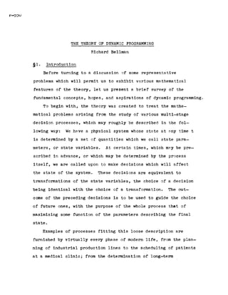 The Theory of Dynamic Programming by Richard Bellman | PDF