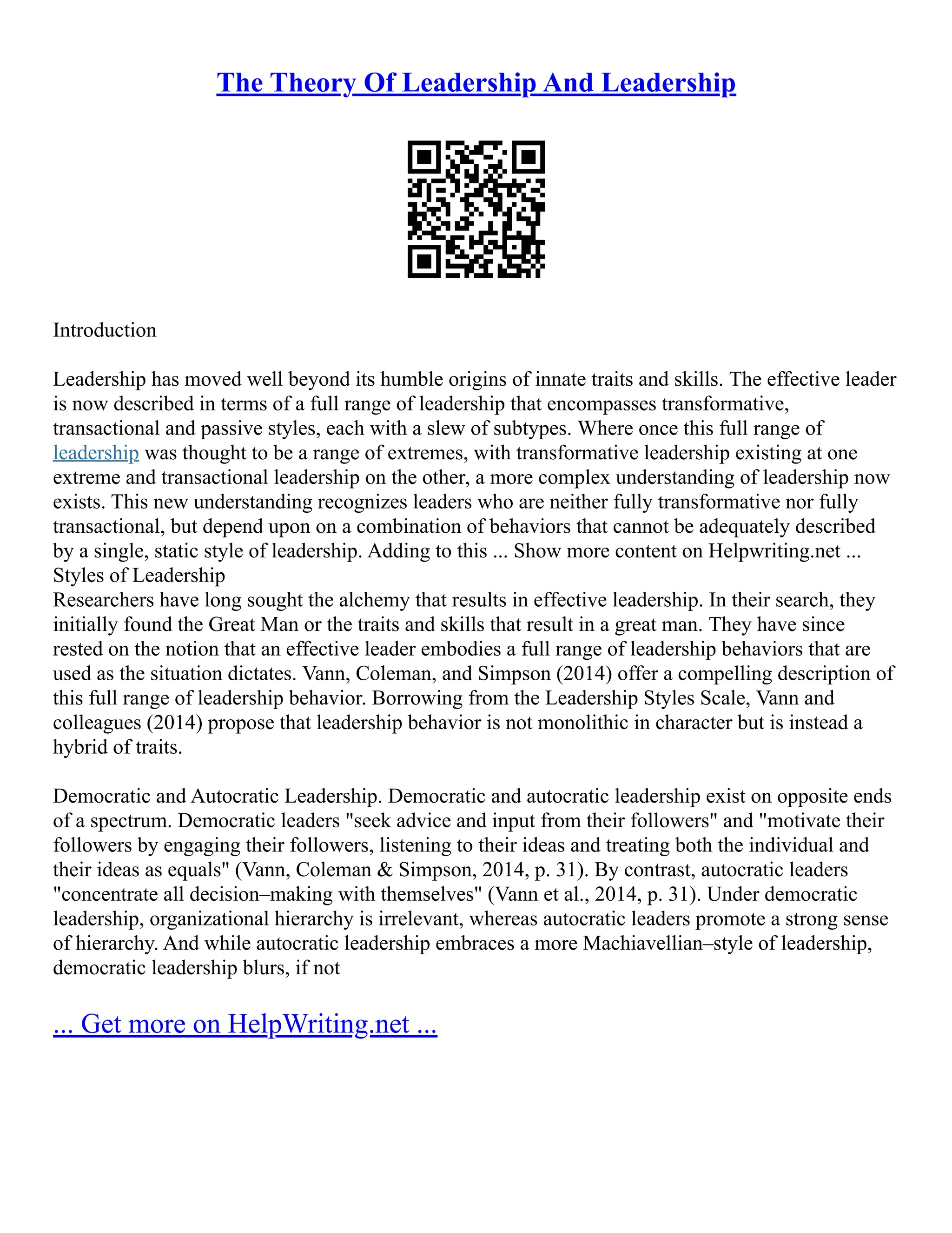 The Theory Of Leadership Theories | PDF