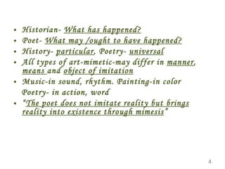 The theory of mimesis in poetics 3 | PPT