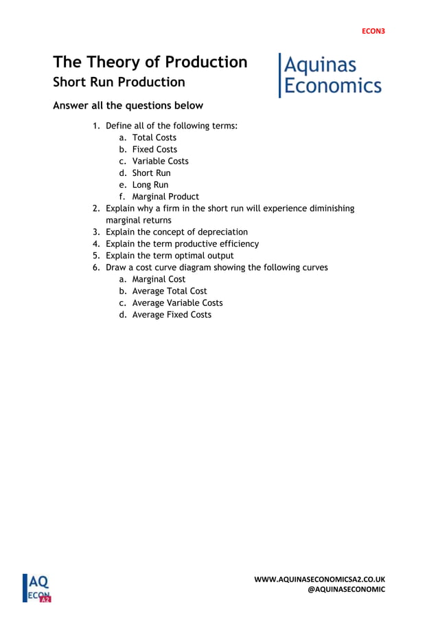 The theory of production short run | DOCX | Business | Business and Finance