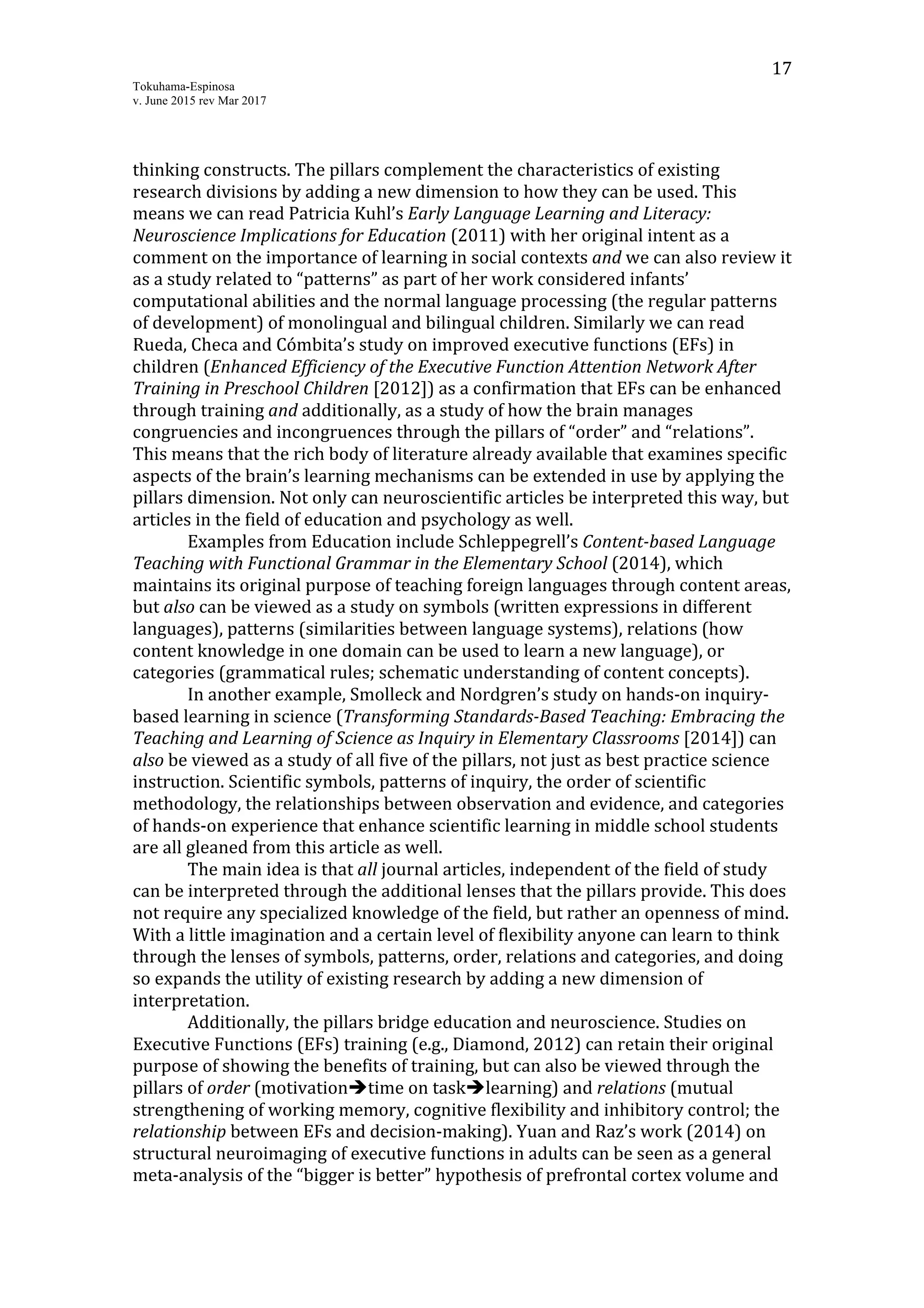 Five Pillars of Neuroconstructivism in the Brain by Tracey Tokuhama ...