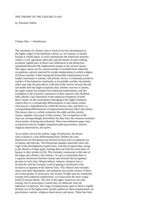 The Theory Of The Leisure Class - Thorstein Veblen | PDF