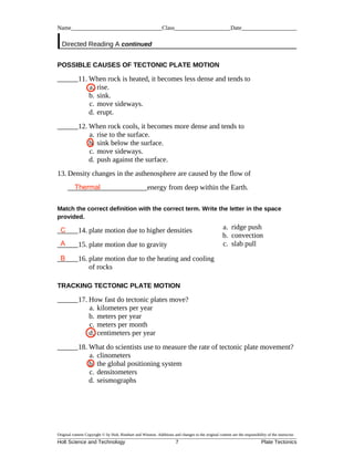 The theroy of plate tectonic directed reading a | PDF