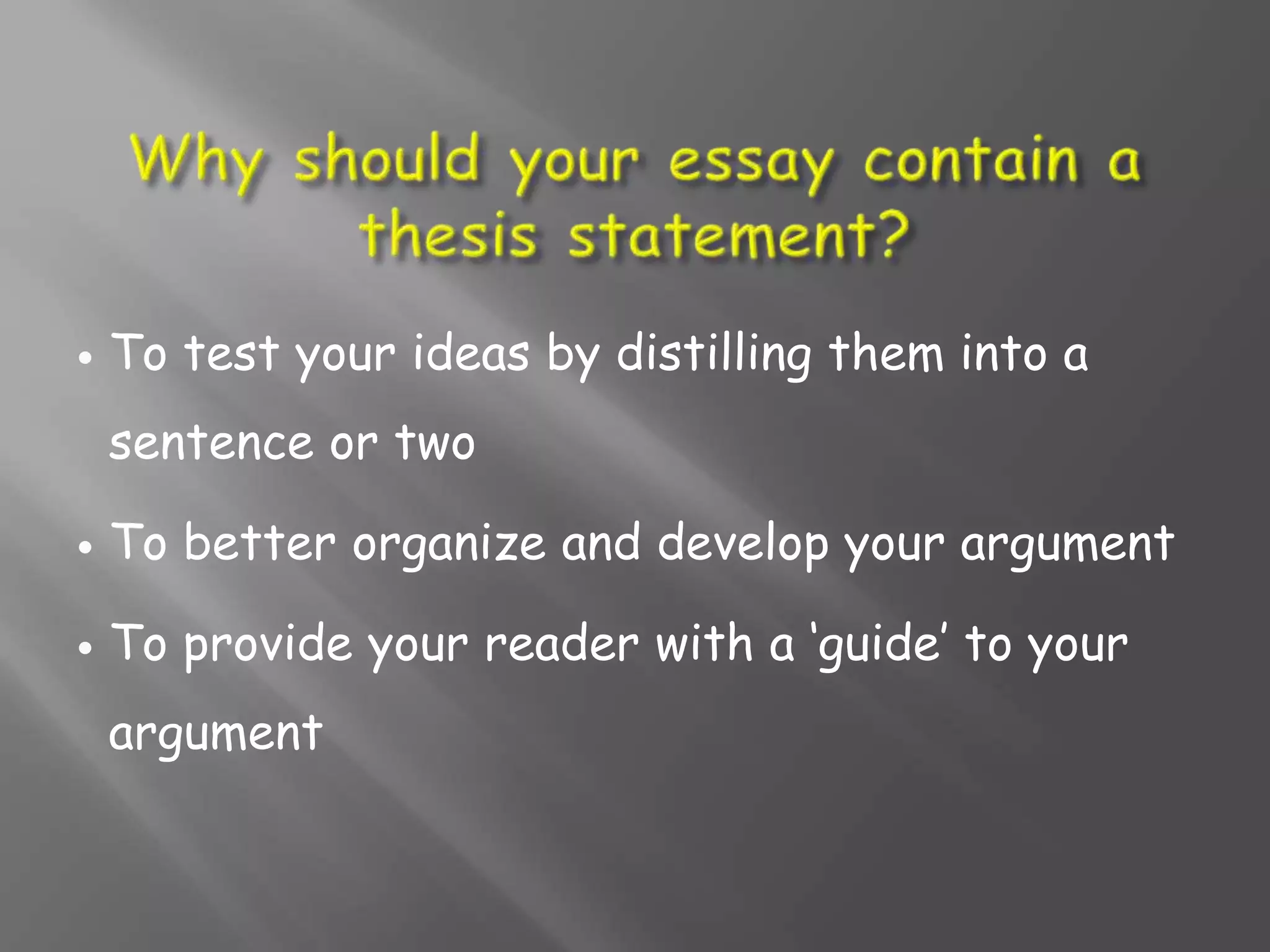 The thesis statement | PPT