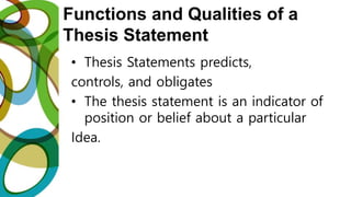 The thesis statement | PPTX