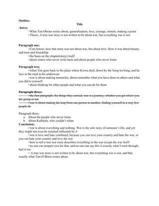 The Things They Carried Essay Older Microsoft | DOC