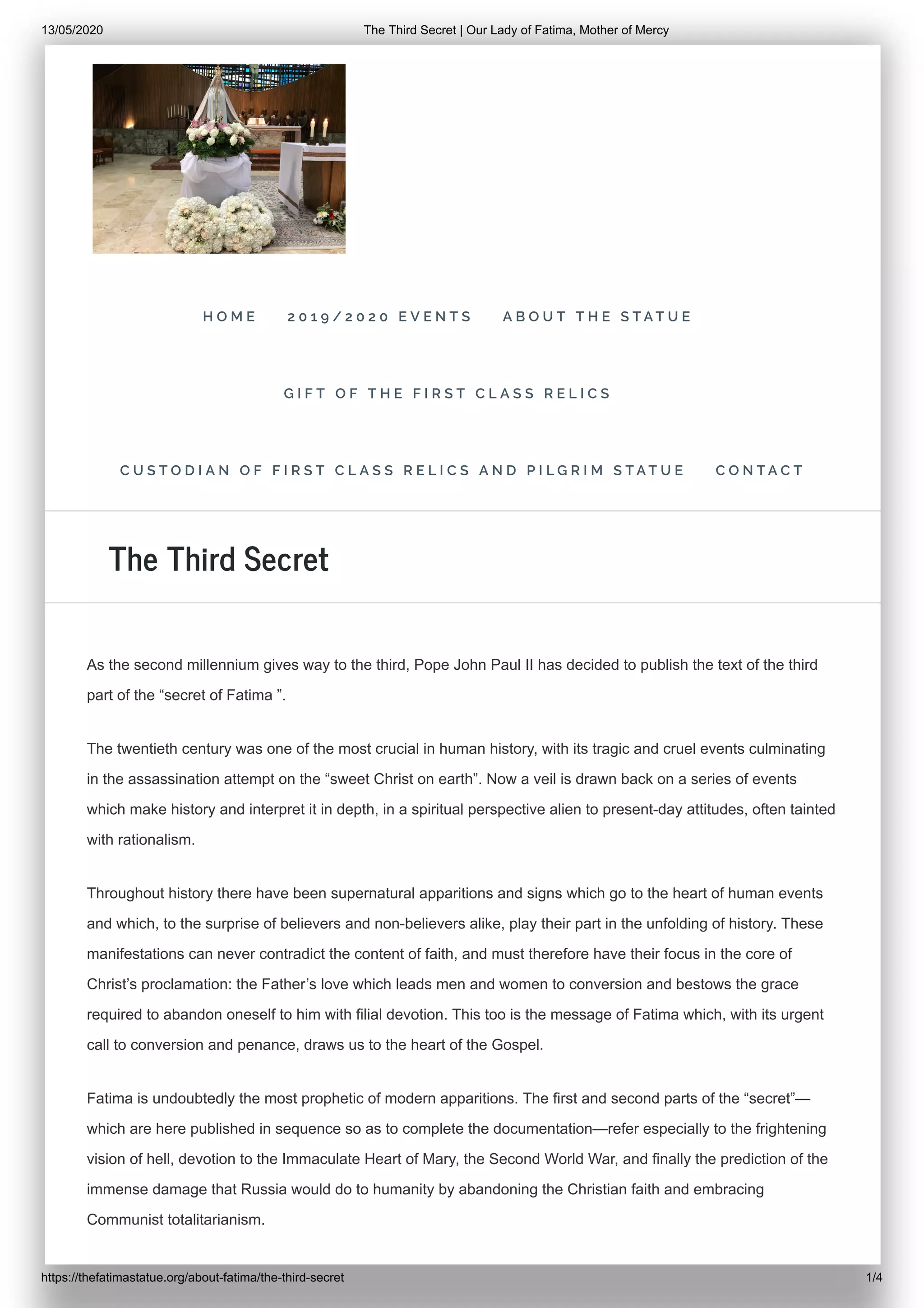 The third secret our lady of fatima, mother of mercy | PDF