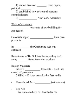 The thirteen colonies rebel cloze notes | PDF