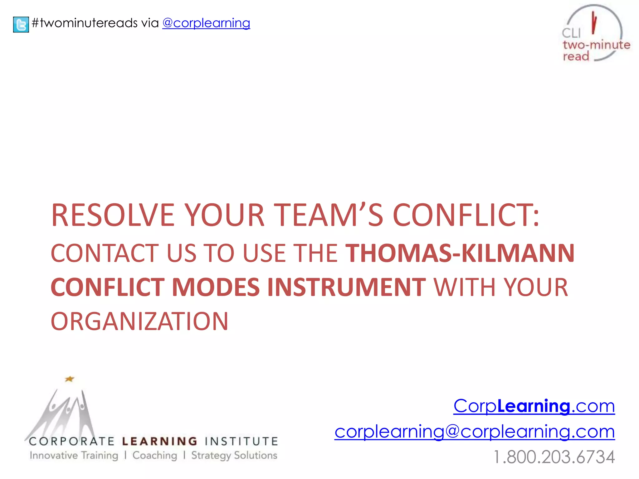 The Thomas-Kilmann Conflict Modes Instrument | PPTX