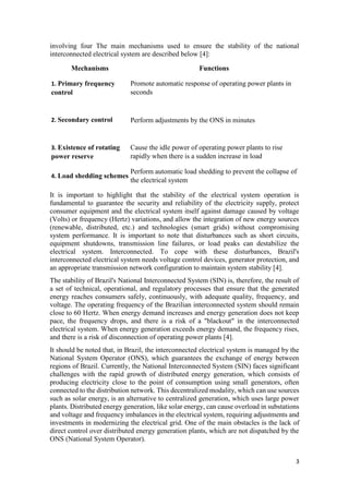 THE THREATS OF INSTABILITY IN BRAZIL'S INTERCONNECTED ELECTRICAL SYSTEM ...