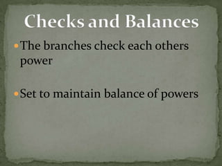 The Three Branches Of Government Power Point | PPTX