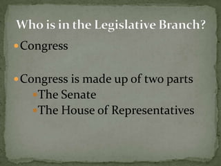 The Three Branches Of Government Power Point | PPTX