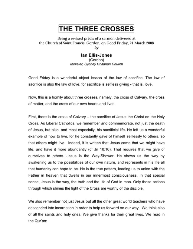 THE THREE CROSSES | PDF | Spirituality | Religion & Spirituality