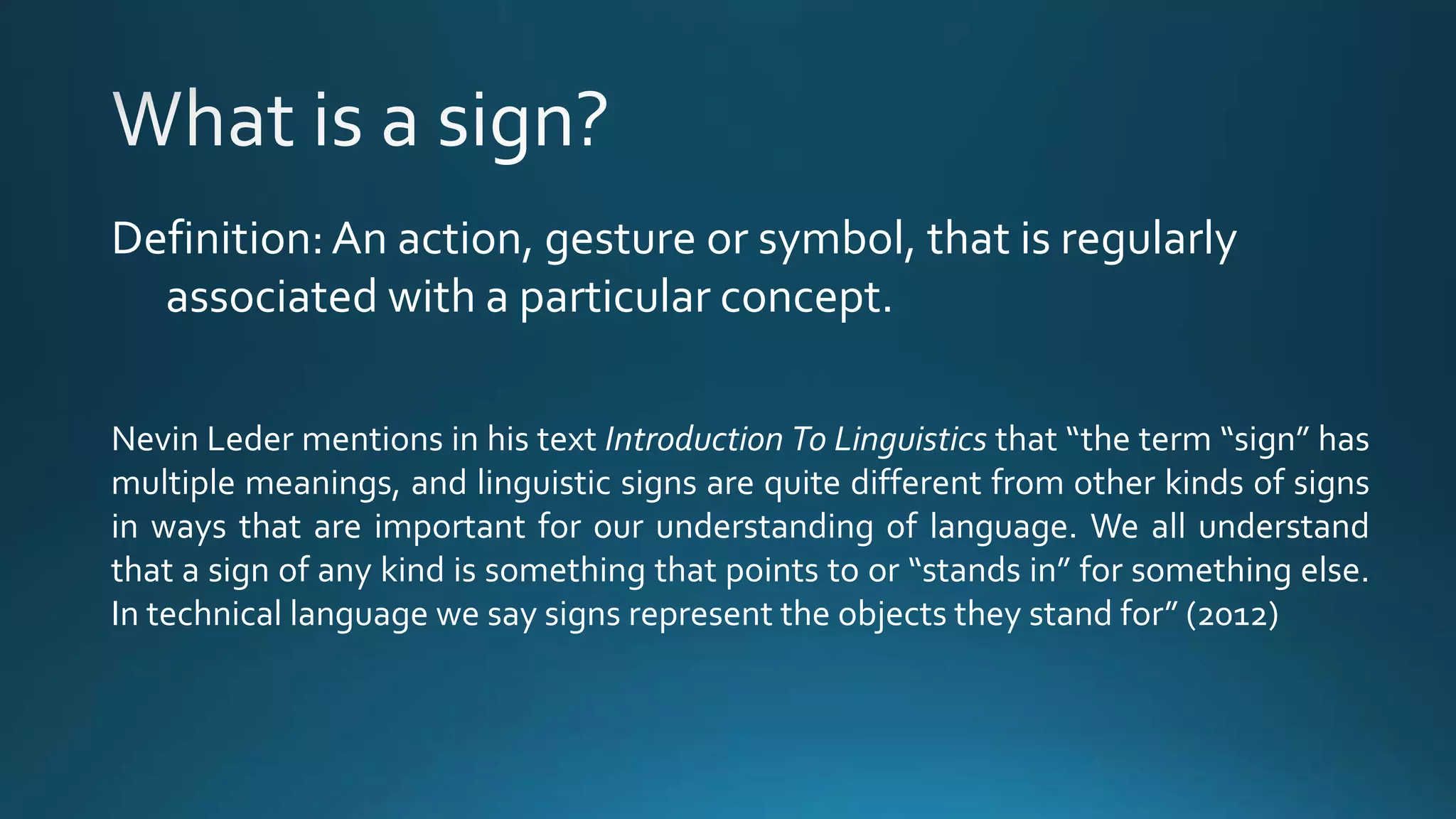 The three kinds of Signs in Linguistics | PPTX