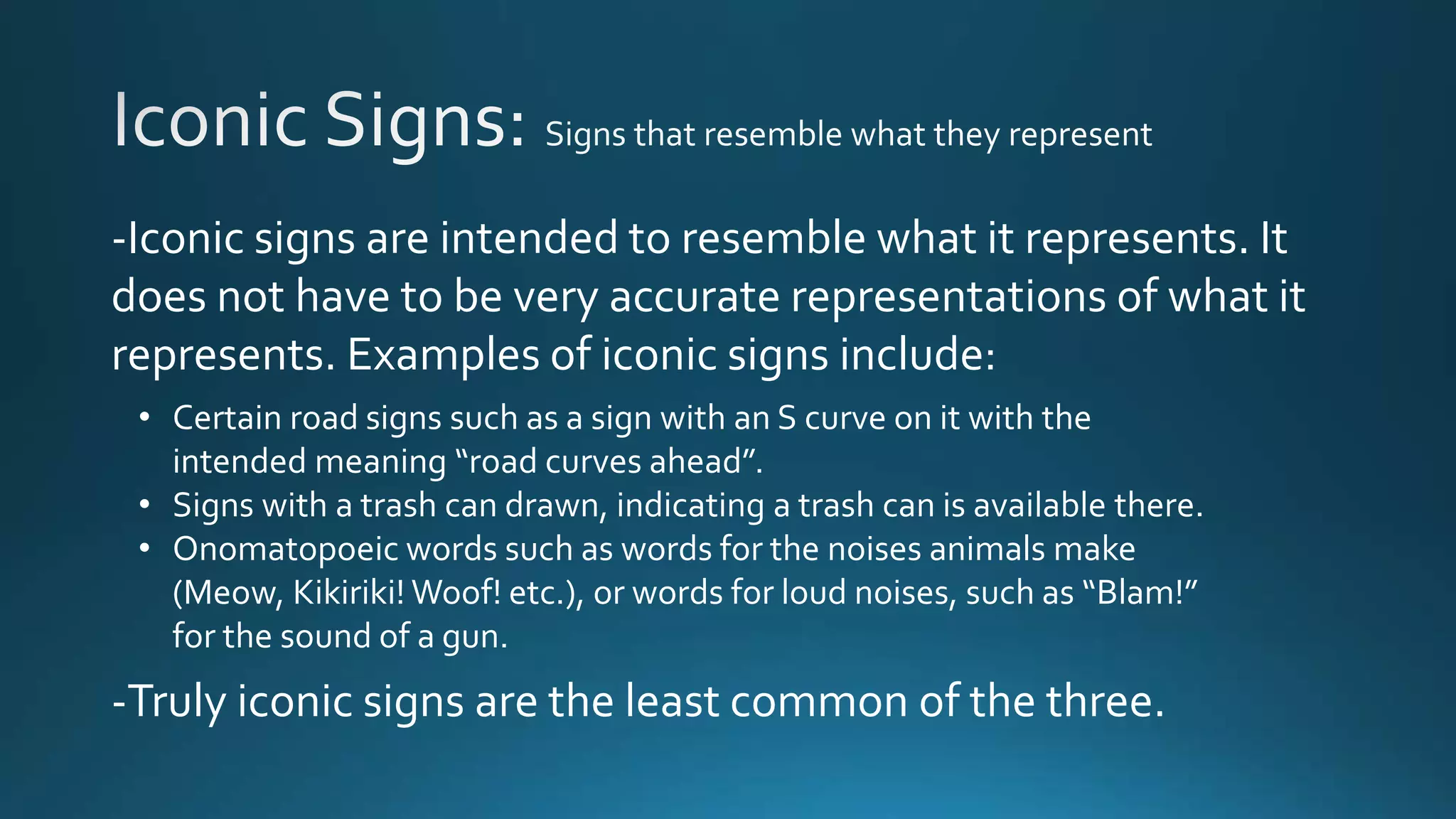 The three kinds of Signs in Linguistics | PPTX