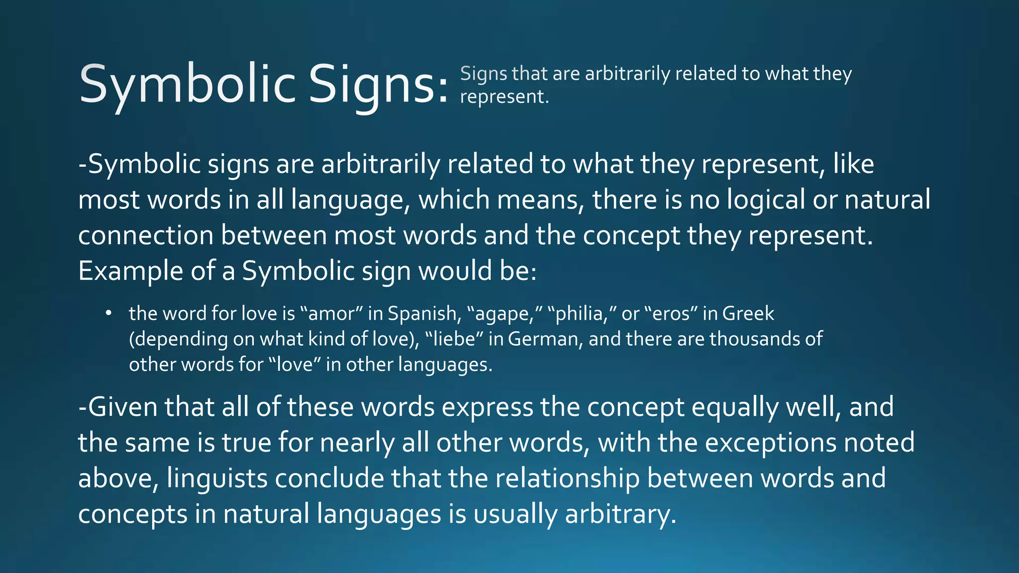 The three kinds of Signs in Linguistics | PPTX