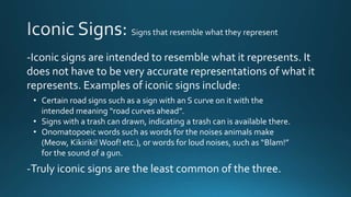 The three kinds of Signs in Linguistics | PPTX