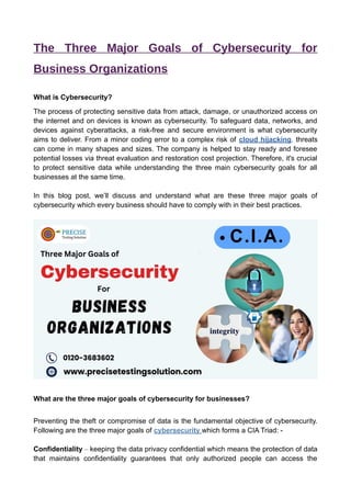 The Three Major Goals of Cybersecurity for Business Organizations ...