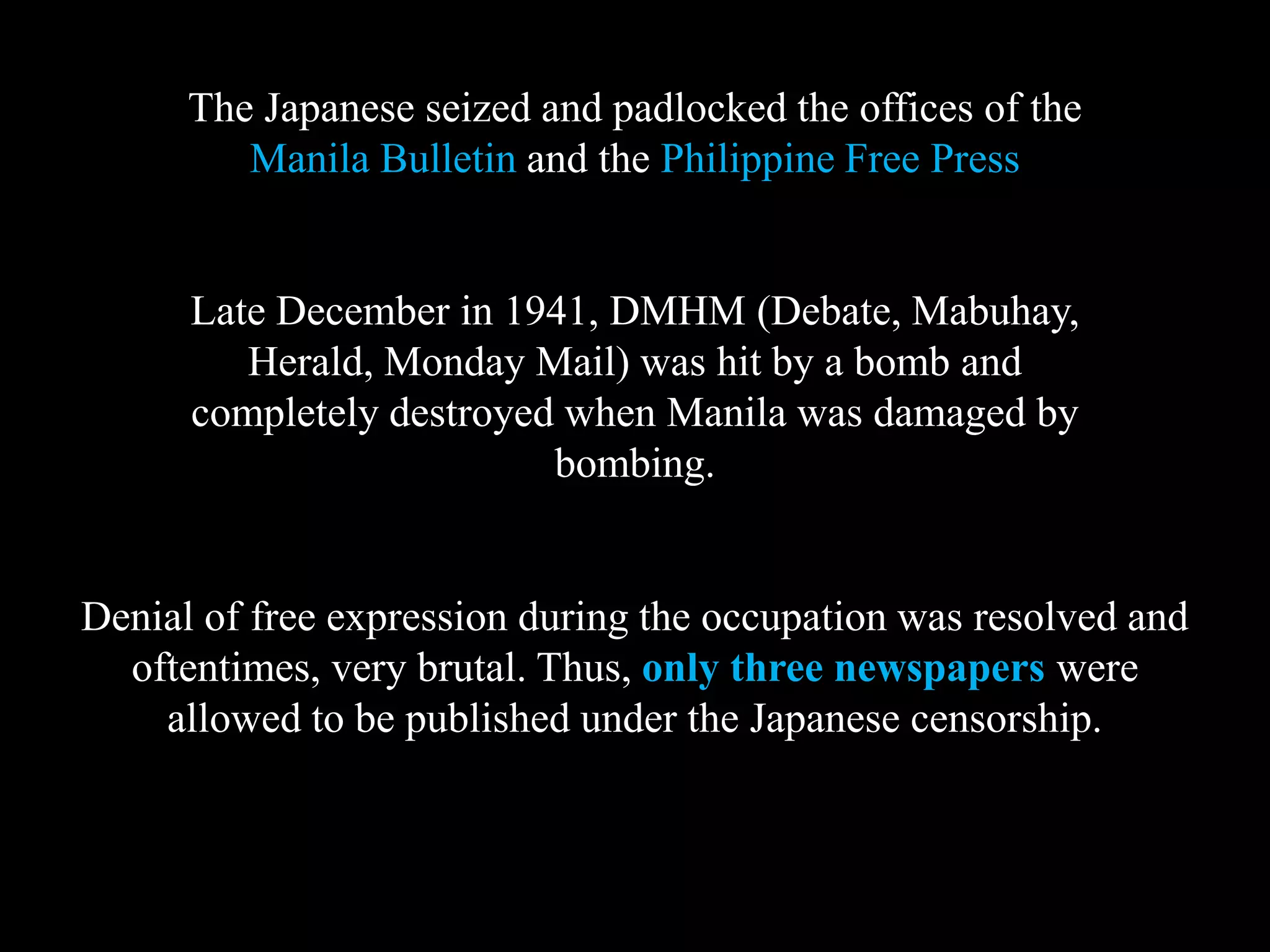 TVT (Taliba, La Vanguardia and The Tribune) - Japanese Interregnum ...