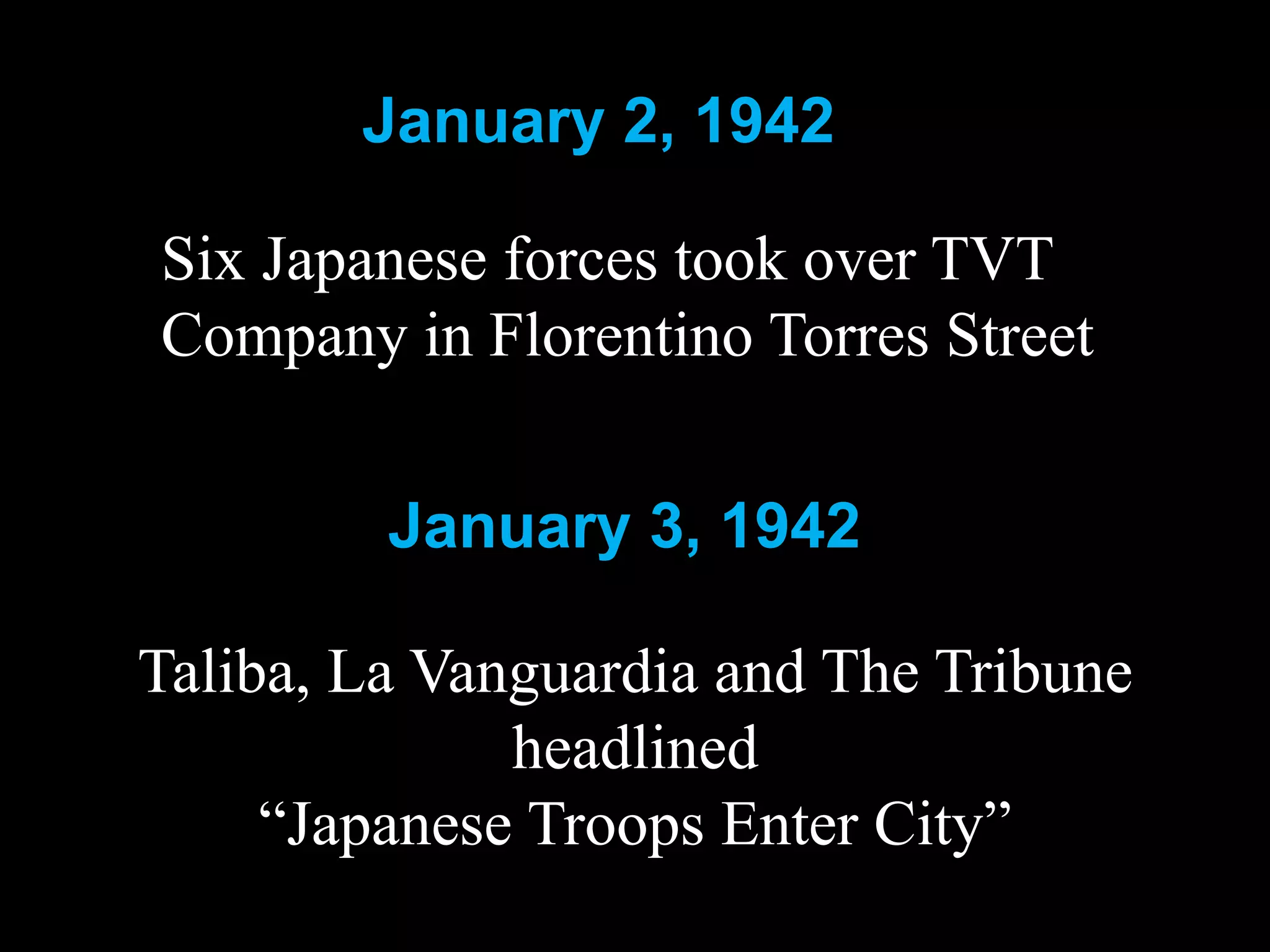 TVT (Taliba, La Vanguardia and The Tribune) - Japanese Interregnum ...