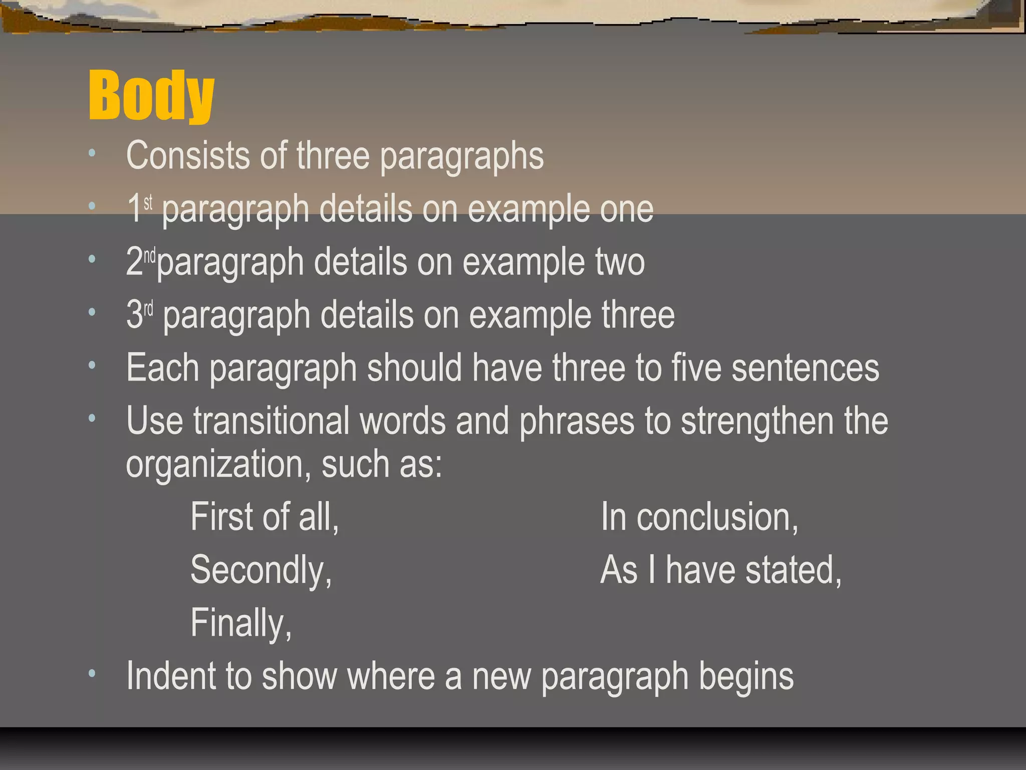 The Three Parts of an Essay | PPT