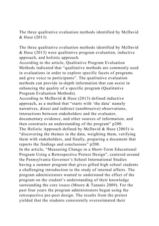 The three qualitative evaluation methods identified by McDavid & H.docx