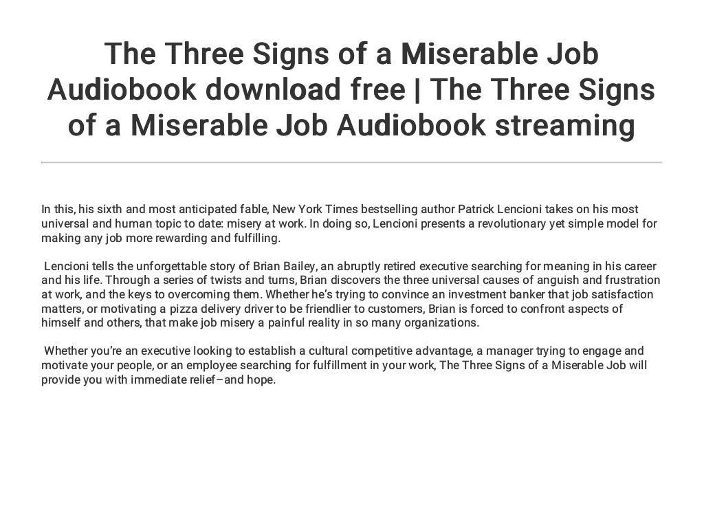 The Three Signs Of A Miserable Job Audiobook Download Free The Three Signs Of A Miserable Job the-three-signs-of-a-miserable-job-audiobook-download-free-the-three-signs-of-a-miserable-job
