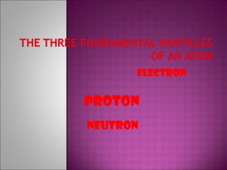 The three subatomic particles | PPT