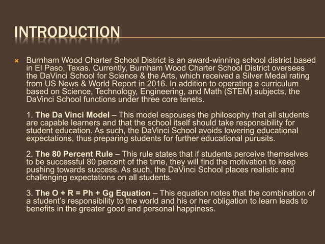 The Three Tenets of the DaVinci School for Science & the Arts | PPT