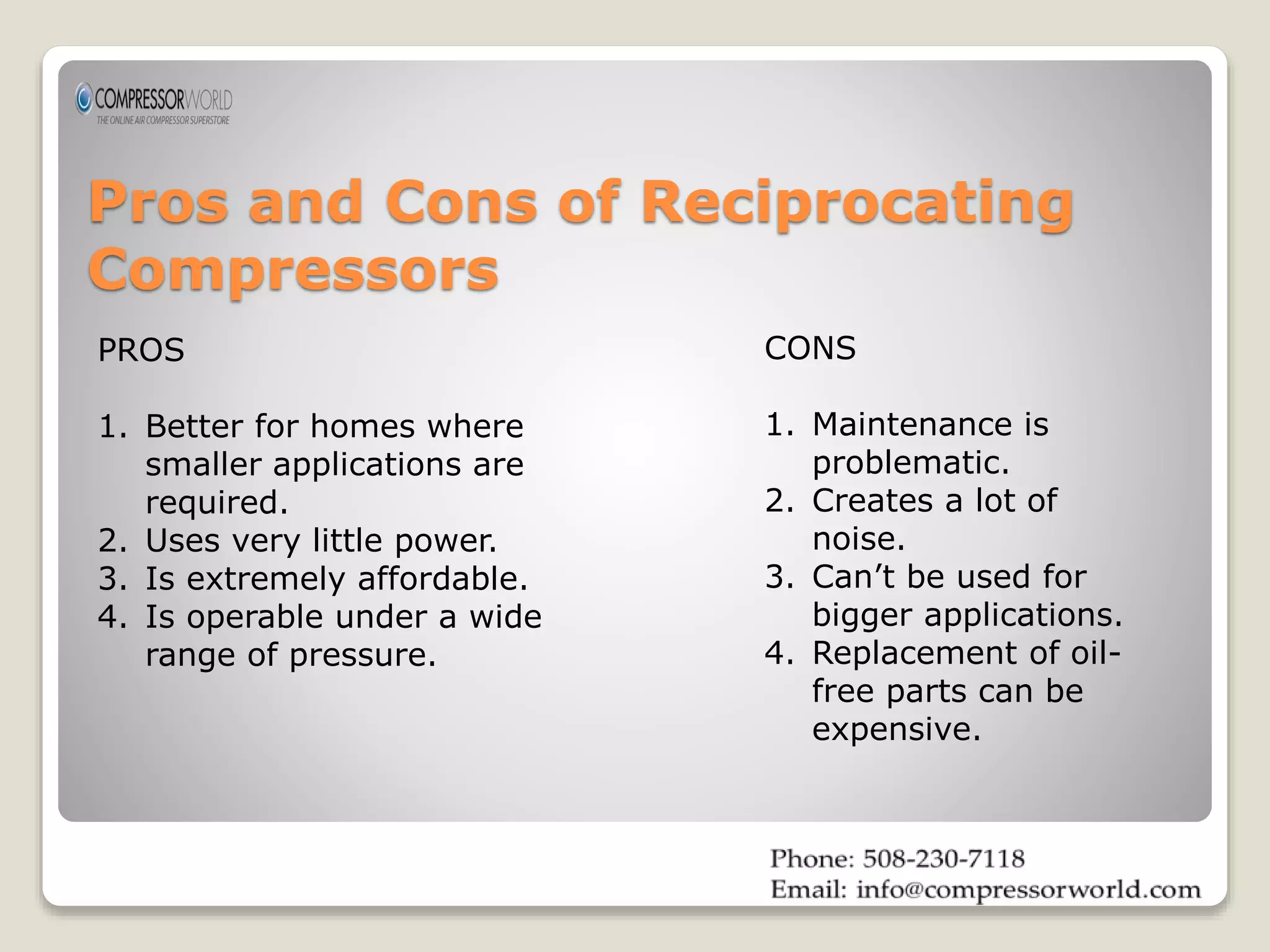 The Three Types of Air Compressors | PPTX