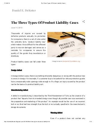 The three types of product liability cases