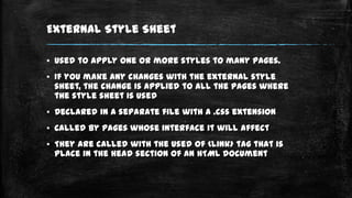The three types of style sheet lesson two fourth quarter fourth year | PPTX