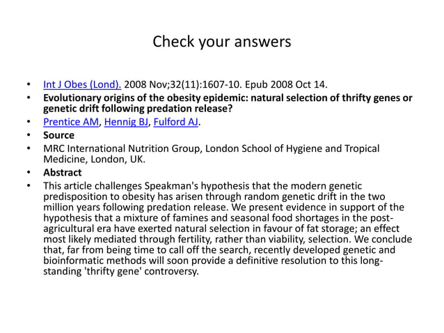 The thrifty gene theory | PPT