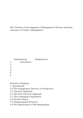 The Timeline of development of Management Theories and the.docx