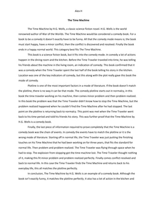 The Time Machine Essay | DOC