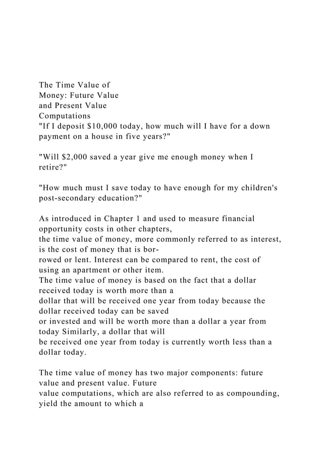 The Time Value of Money Future Value and Present Value .docx