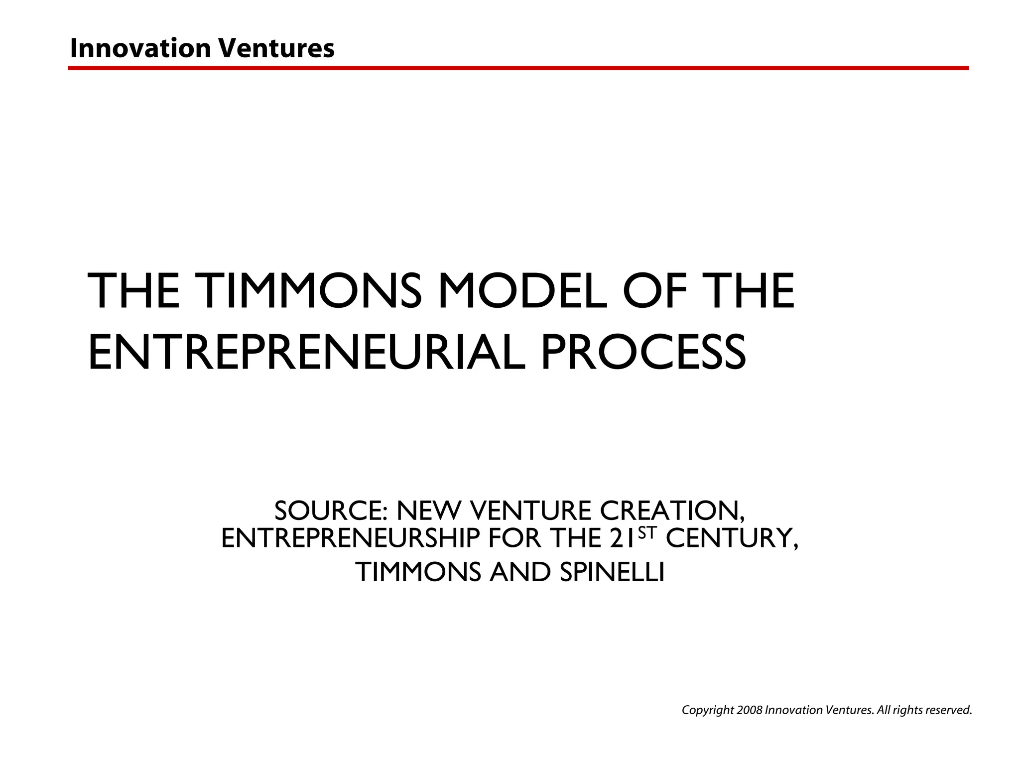 The Timmons Model Of The Entrepreneurial Process | PDF