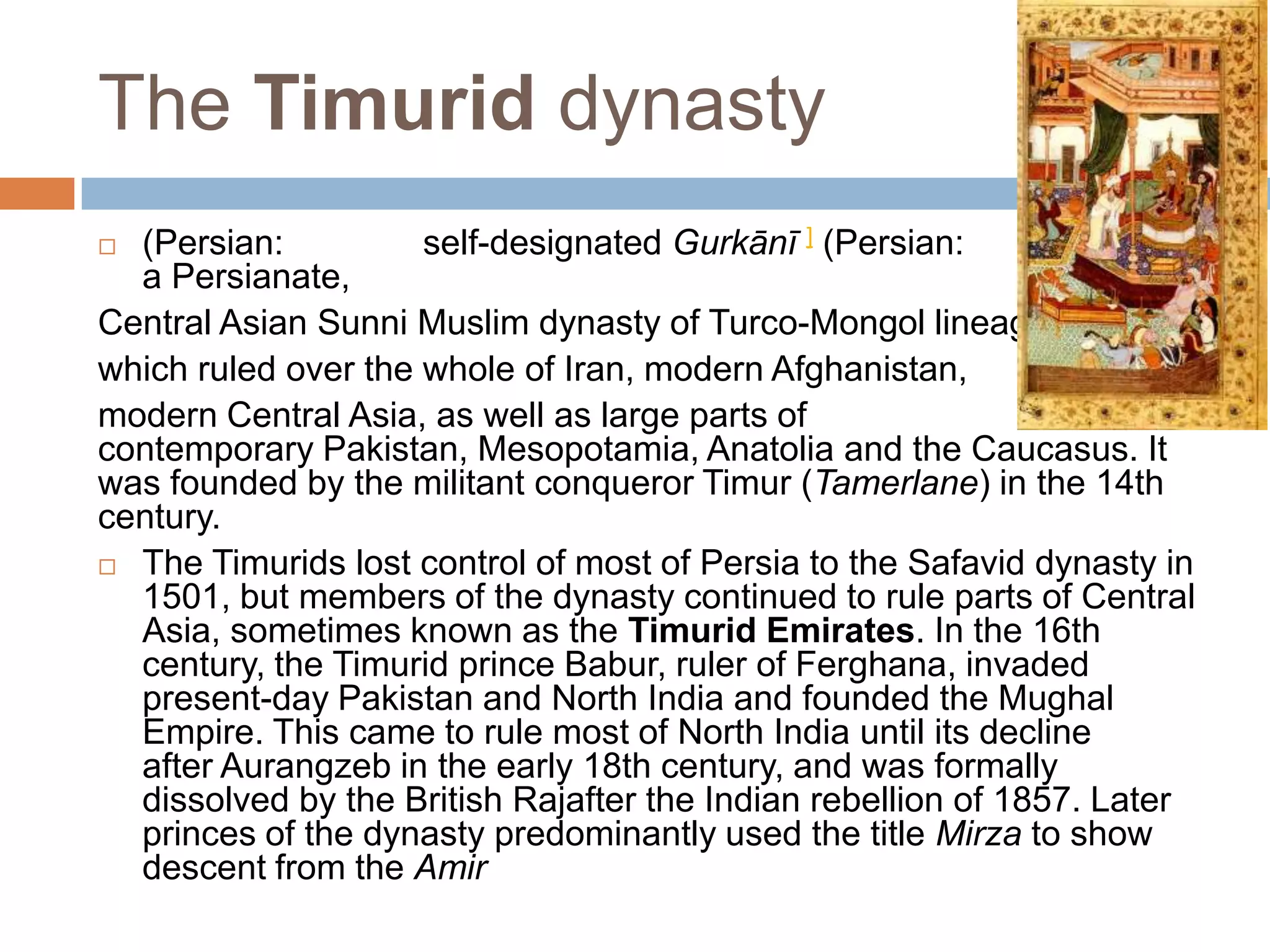 The timurids in the history of central asia1 | PPTX