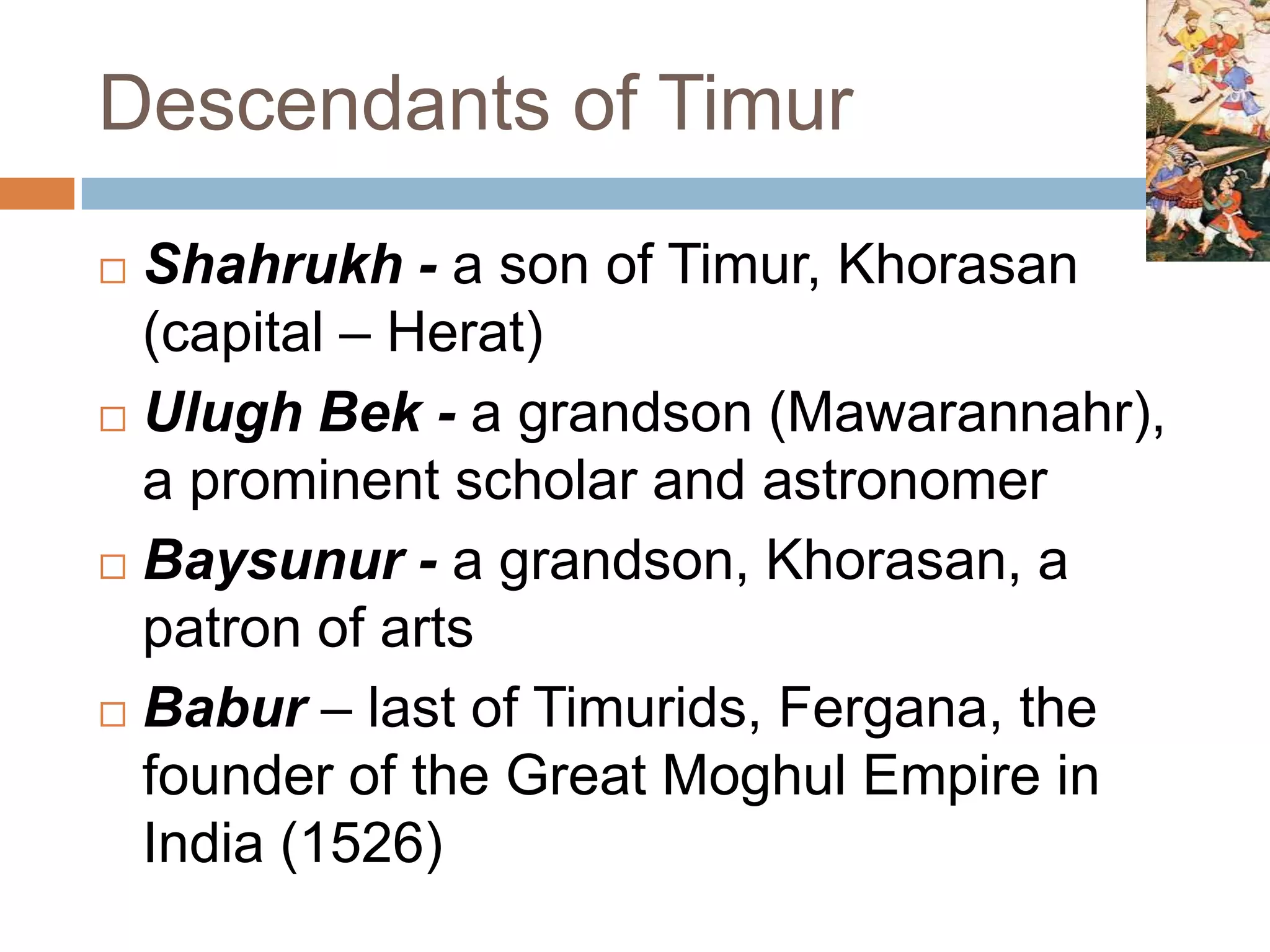 The timurids in the history of central asia1 | PPTX