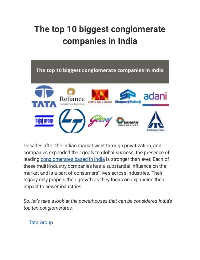 The top 10 biggest conglomerate companies in india