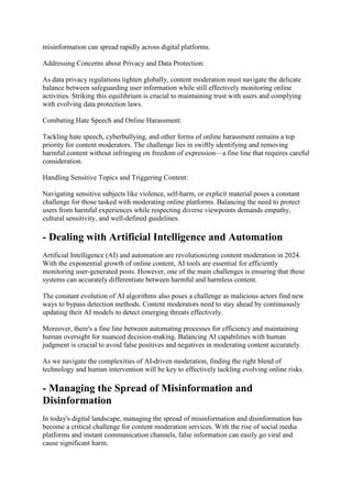 The Top 10 Challenges and Trends Shaping Content Moderation in 2024 | PDF