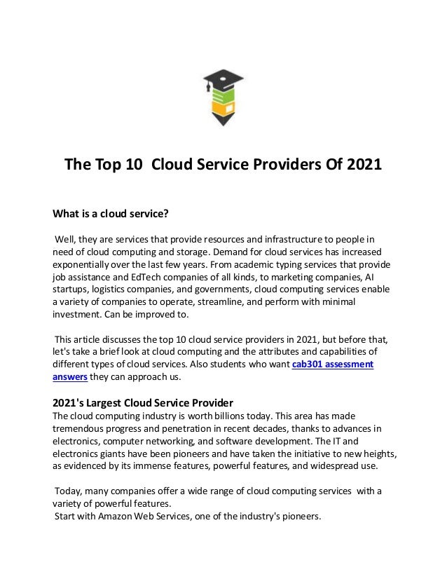 The top 10 cloud service providers of 2021 | PDF
