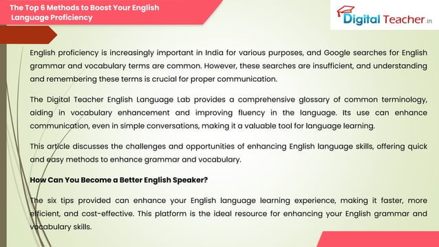 The Top 6 Methods to Boost Your English Language Proficiency | PDF
