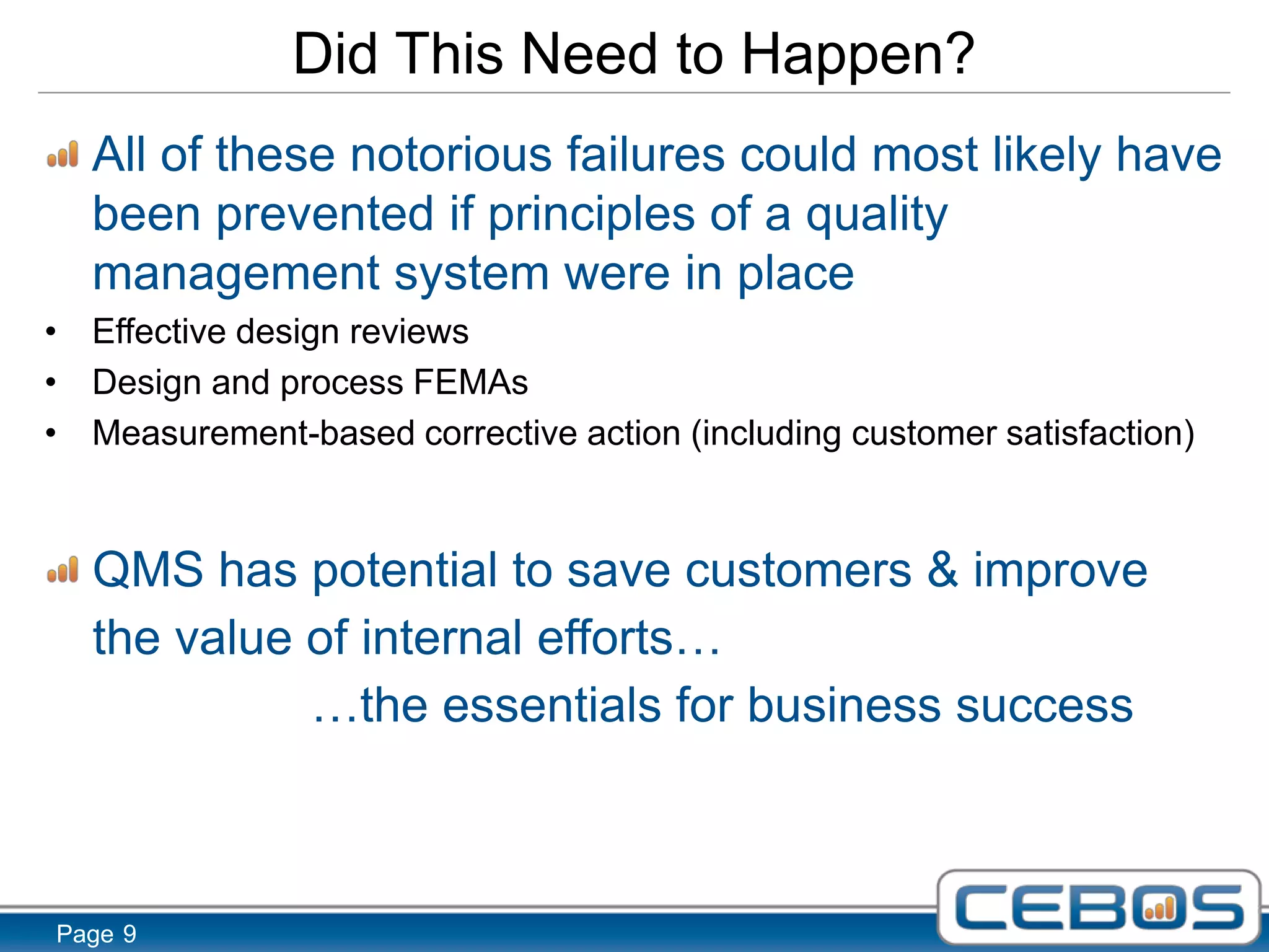 The Top 5 Quality Management System Failures of All Time | PDF
