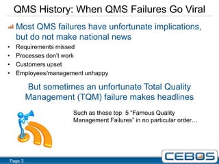 The Top 5 Quality Management System Failures of All Time | PDF