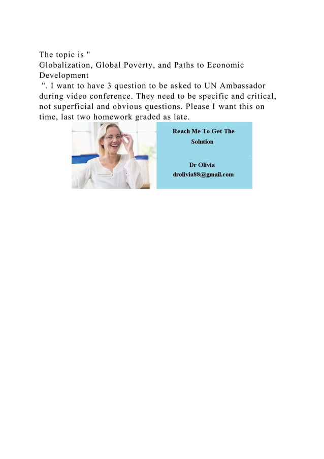 The topic is Globalization, Global Poverty, and Paths to Economic.docx