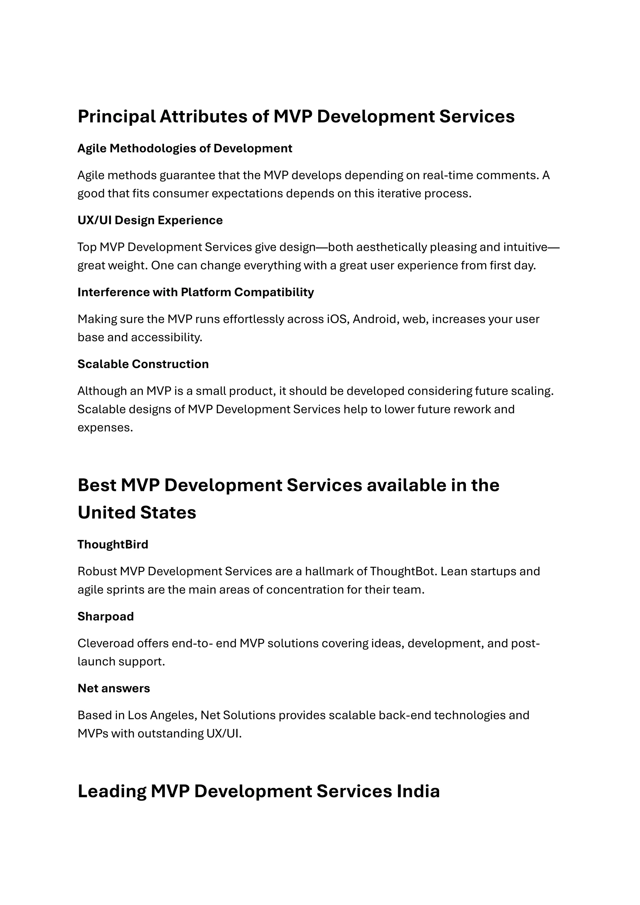 The top MVP Development Services available in India and the USA | PDF